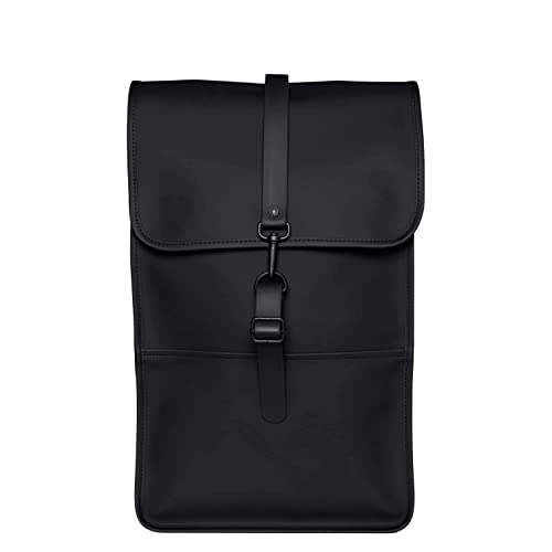 RAINS Backpack for Women and Men - Fits 15" Laptop - Water Resistant Rucksack - (Black, One Size)