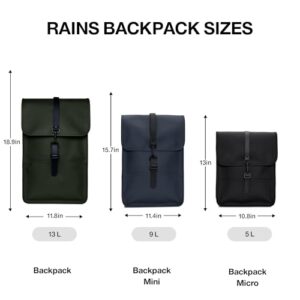 RAINS Backpack for Women and Men - Fits 15" Laptop - Water Resistant Rucksack - (Black, One Size)