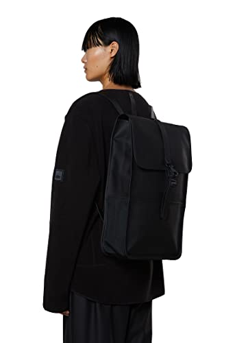 RAINS Backpack for Women and Men - Fits 15" Laptop - Water Resistant Rucksack - (Black, One Size)