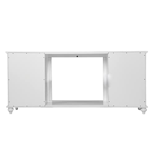 SEI Furniture Maldina Electric Fireplace TV Stand for TVs up to 56 Inches with Color Changing LED Flame, White