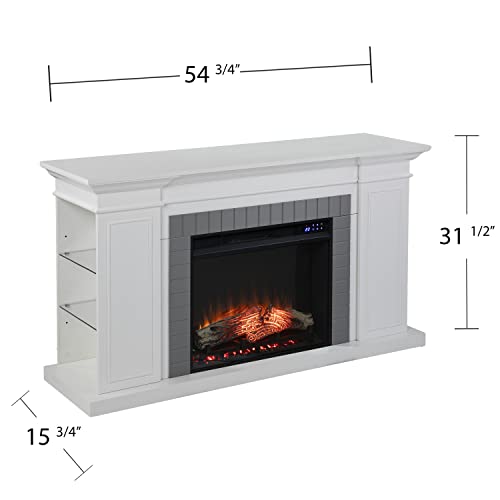 SEI Furniture Rylana Bookcase Electric Fireplace, White