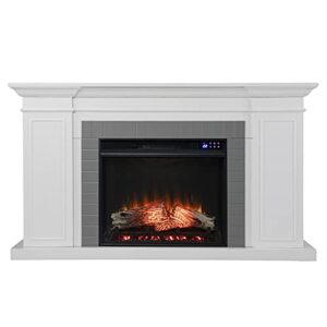 SEI Furniture Rylana Bookcase Electric Fireplace, White