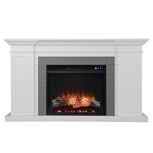 SEI Furniture Rylana Bookcase Electric Fireplace, White