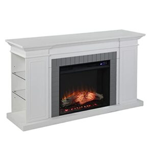 SEI Furniture Rylana Bookcase Electric Fireplace, White