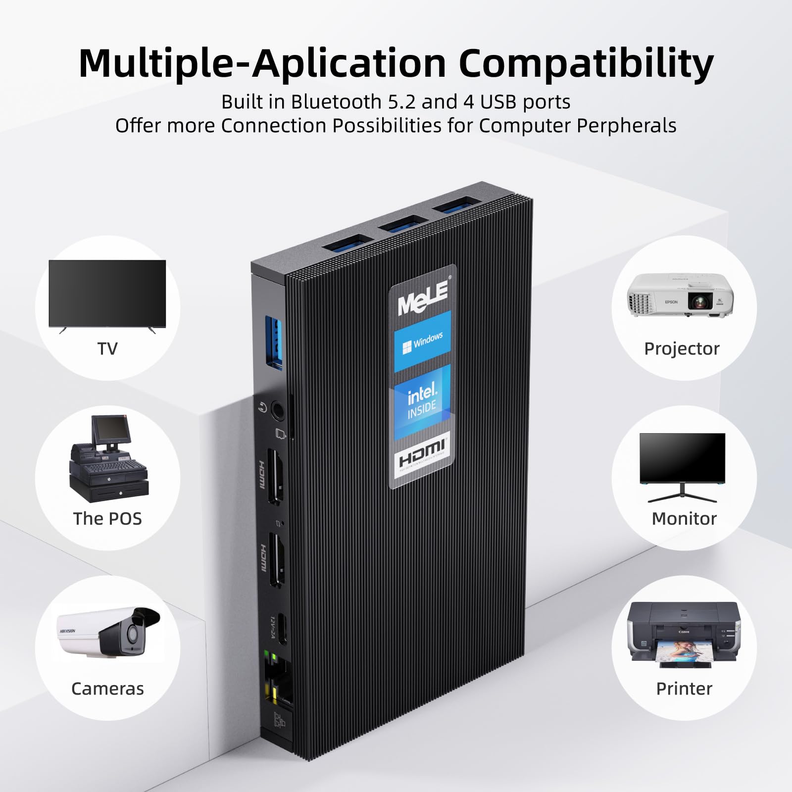 MeLE Fanless Mini PC Quieter3Q 11th Gen N5105 8GB 256GB Windows 11 Pro Micro Computer WiFi 6 Small Desktop Service with USB-C PD, Gigabit Ethernet, Dual HDMI 4K, Auto Power on, PXE Support M.2 SSD