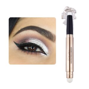 lokfar eye-shadow stick makeup cosmetics eye brightener stick, rotatable cream eye shadow pencil, glitter shimmer eyeshadow stick with soft brush for eye makeup (01# pearl white shimmer)