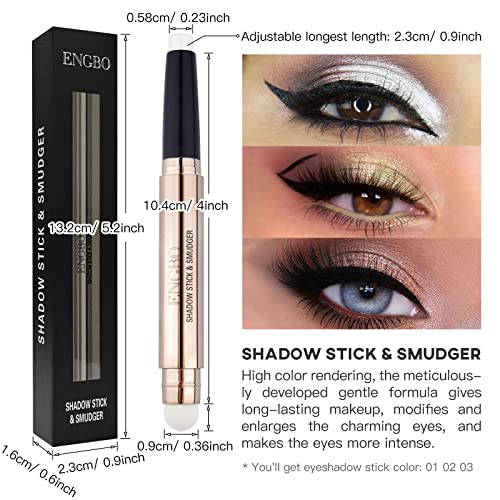 LOKFAR 3 PCS Eye-Shadow Stick Makeup Cosmetics Eye Brightener Stick, Waterproof Rotatable Cream Eye Shadow Pencil Crayon, Glitter Shimmer Eyeshadow Stick with Sponge Brush for Eye Makeup (01#02#03#)