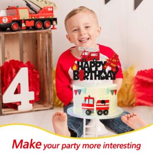 Fireman Cake Topper Fire Hydrant Truck Firefighter Helmet Alarm Engine Themed for Kids Boy Girl Happy Birthday Party Cake Decoration