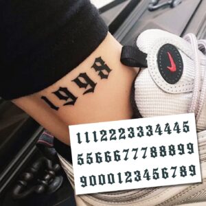 old english numbers tattoo - knuckles tattoo / finger tattoos