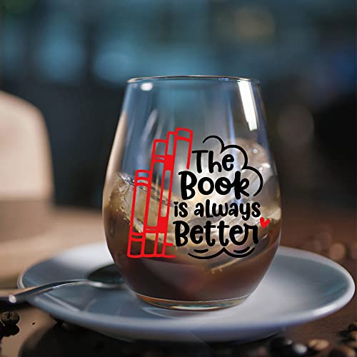 DYJYBMY The Book is Always Better Wxxx Glass, Funny Book Club Gifts for Reader Lovers, Librarian,Teacher, Nerd Gift Idea, Nerd Christmas Gift, Inspirational Birthday Gifts for Friends