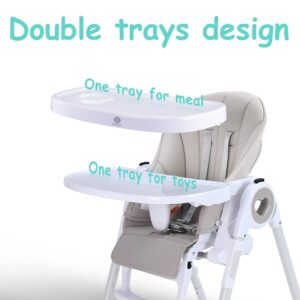 4 in 1 Baby High Chair, Foldable Booster Seats, Adjustable Height, Reclining Backrest and Footrest, Double Removable Tray, Highchair for Toddler and Infant