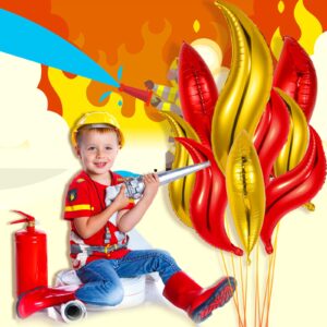 36 Inch 10 Pcs Fire Balloons Extra Large Fire Truck Balloons Flame Balloons Firefighter Birthday Party Decorations Fake Campfire for Hunting Fireman Party Supplies