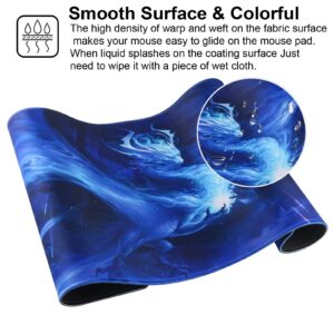 Jahosin Large Gaming Mouse Pad with Stitched Edges,[27.5x11.8In] Extended Mouse Pad with Non-Slip Natural Rubber Base for Gamer/Desktop/Office/Home (70x30 Bluedragon)