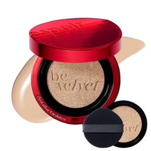 espoir pro tailor be velvet cushion spf34 pa++ #4 beige 0.45oz with 0.45oz refill | lightweight matte skin full coverage cushion foundation | flawless finish, long-lasting comfort | korean makeup