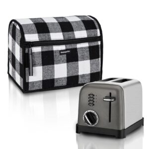 bagsprite toaster cover 2 slice wide slot, toaster oven cover compatible with cuisinart, small bread cover, 2 slice toaster covers with zipper pockets buffalo check (cover only)