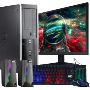 hp elite desktop computer pc, 3.1 ghz, intel core i7, 8gb ram, 500gb hdd, mtg new 22 inch led monitor, rgb speaker and keyboard mouse, wifi, windows 10 pro (renewed)