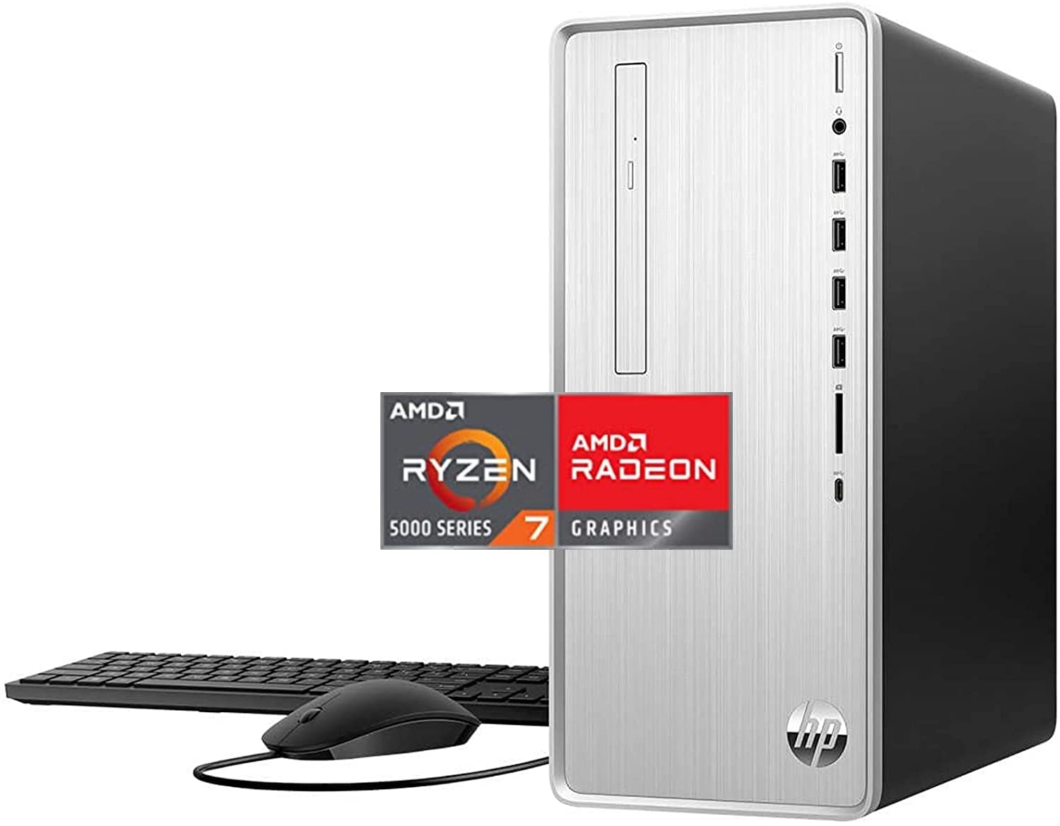 HP 2023 Newest Pavilion Desktop, AMD Ryzen 7 5700G, 32 GB RAM, 1 TB PCIe SSD, Windows 11 Home, Wi-Fi 5 Bluetooth, 9 USB Ports, Wired Mouse, Keyboard Combo, Pre-Built Tower Bundle with JAWFOAL