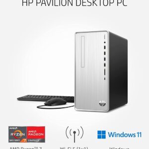 HP 2023 Newest Pavilion Desktop, AMD Ryzen 7 5700G, 32 GB RAM, 1 TB PCIe SSD, Windows 11 Home, Wi-Fi 5 Bluetooth, 9 USB Ports, Wired Mouse, Keyboard Combo, Pre-Built Tower Bundle with JAWFOAL