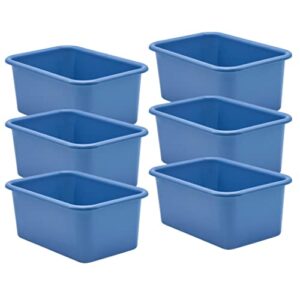 teacher created resources slate blue small plastic storage bin, pack of 6