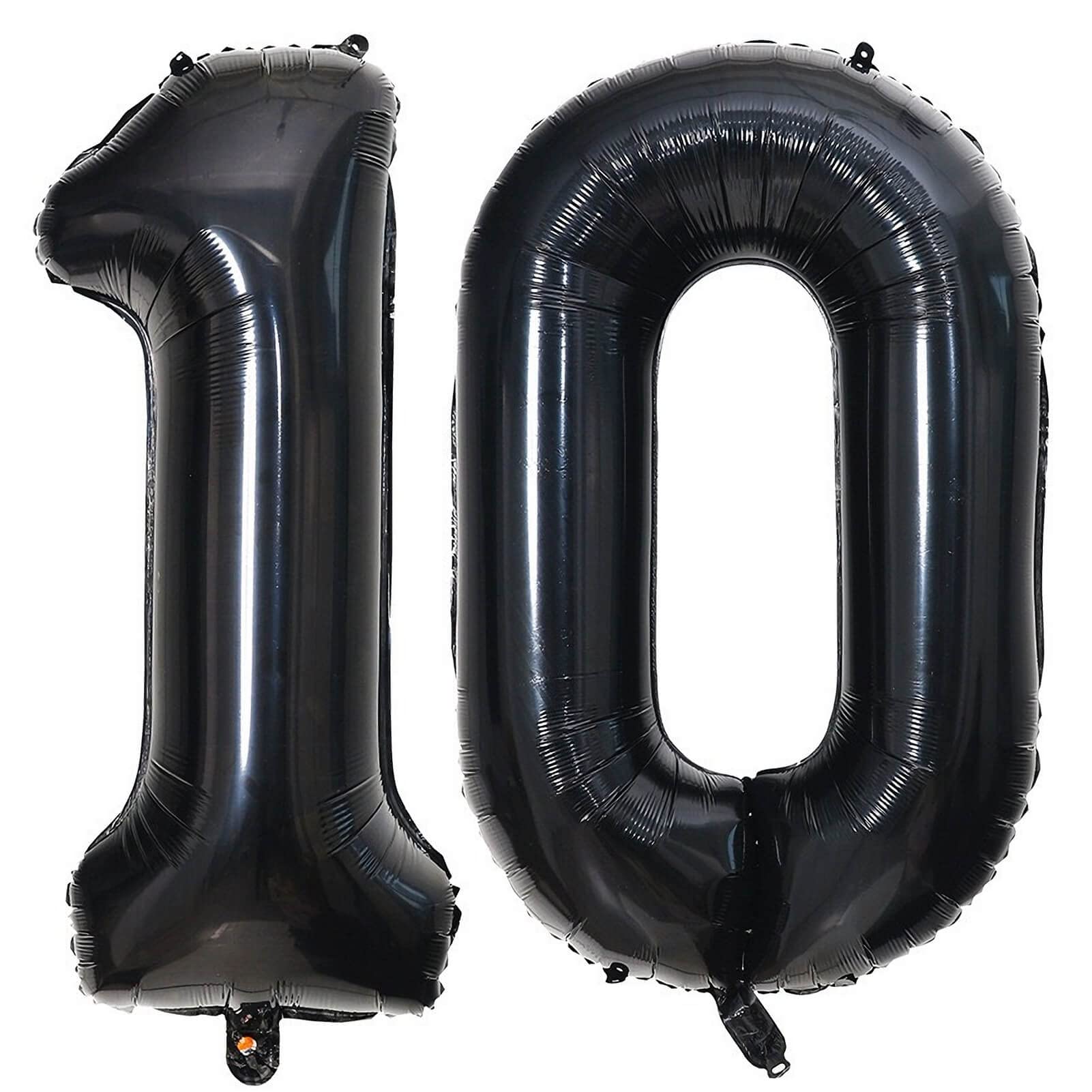 40 Inch Black 10 Number Balloons Giant 10 Balloons Black Birthday Balloons 10th Birthday Anniversary Events Party Decorations Supplies