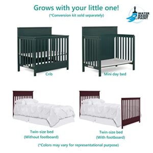 Dream On Me Harbor Full Panel 4-in-1 Convertible Mini Crib in Olive, Water-Based Paint Finish, JPMA Certified, 3-Position Mattress Height Setting, Made of Solid Pinewood