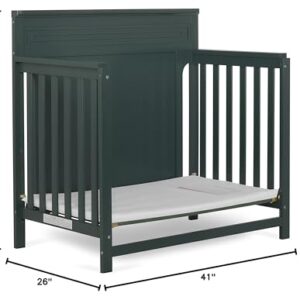 Dream On Me Harbor Full Panel 4-in-1 Convertible Mini Crib in Olive, Water-Based Paint Finish, JPMA Certified, 3-Position Mattress Height Setting, Made of Solid Pinewood