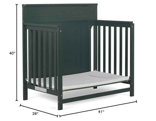 Dream On Me Harbor Full Panel 4-in-1 Convertible Mini Crib in Olive, Water-Based Paint Finish, JPMA Certified, 3-Position Mattress Height Setting, Made of Solid Pinewood