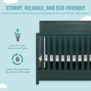 Dream On Me Harbor Full Panel 4-in-1 Convertible Mini Crib in Olive, Water-Based Paint Finish, JPMA Certified, 3-Position Mattress Height Setting, Made of Solid Pinewood