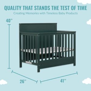 Dream On Me Harbor Full Panel 4-in-1 Convertible Mini Crib in Olive, Water-Based Paint Finish, JPMA Certified, 3-Position Mattress Height Setting, Made of Solid Pinewood