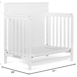 Dream On Me Harbor Full Panel 4-in-1 Convertible Mini Crib in White, Water-Based Paint Finish, JPMA Certified, 3-Position Mattress Height Setting, Made of Solid Pinewood