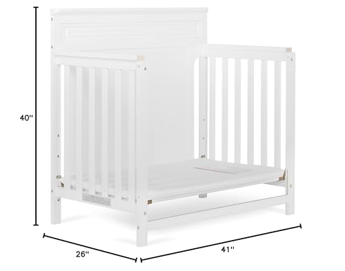 Dream On Me Harbor Full Panel 4-in-1 Convertible Mini Crib in White, Water-Based Paint Finish, JPMA Certified, 3-Position Mattress Height Setting, Made of Solid Pinewood