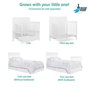 Dream On Me Harbor Full Panel 4-in-1 Convertible Mini Crib in White, Water-Based Paint Finish, JPMA Certified, 3-Position Mattress Height Setting, Made of Solid Pinewood