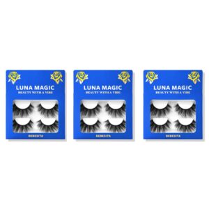 luna magic bebesita faux mink wispy lashes, reusable, 3 pack