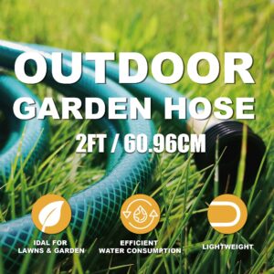 FUNJEE 1/2" Outdoor PVC Garden Hose for Lawns,Flexible and Durable,No Leaking, GHT Fitting for Household (Green, 2FT)