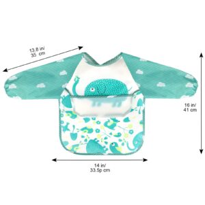 Accmor 5pcs Long Sleeve Baby Bibs, Waterproof Sleeved Bibs for Eating Feeding, Toddler Baby Girls Boys Smock Bibs for 6-36 Months