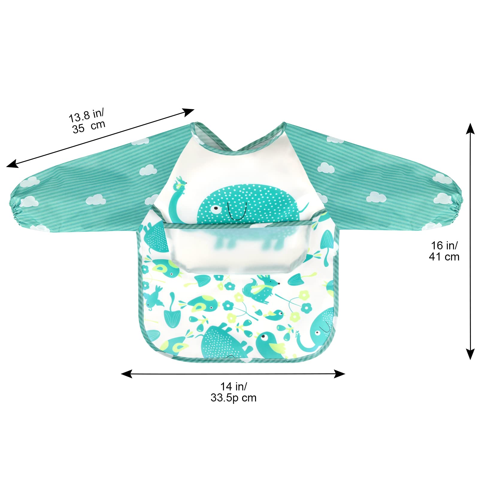 Accmor 5pcs Long Sleeve Baby Bibs, Waterproof Sleeved Bibs for Eating Feeding, Toddler Baby Girls Boys Smock Bibs for 6-36 Months