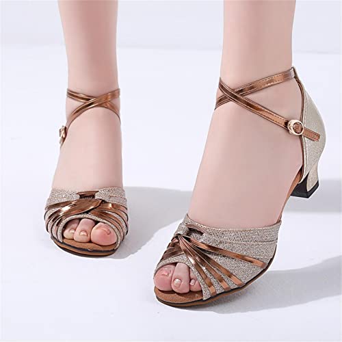 Ballet Flats Dancing Shoes for Women Ladies Fashion Sandals Glitter Sequin Breathable High Heels Slip On Loafers Peep Toe Dressy Pumps Ballroom Latin Salsa Prom Shoes for Wedding Party Dress