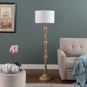 unknown1 61.5 in. farmhouse wood effect polyresin floor lamp brown