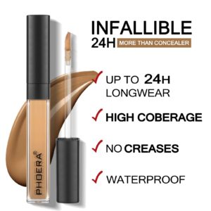 PHOERA Liquid Concealer,Full Coverage Concealer,Multi-Use Makeup Concealer for Acne,Dark Circles,Tattoo,Freckles,High Adherence Hydrating Face Concealer for Women Mens(102# NEUTRAL)