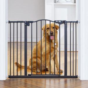 innotruth 29-39.6" width auto close baby gate, 30" tall wide dog gate for pets, easy install walk through for doors, hallways, house, safety kid/puppy pressure or hardware mounted metal gate, black