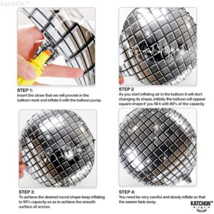 KatchOn, Silver Disco Ball Balloons - 22 Inch, Pack of 12 | Disco Bachelorette Party Decorations | 4D Sphere Disco Balloons for Disco Party Decorations | Disco Ball Decor, Dance Party Decorations