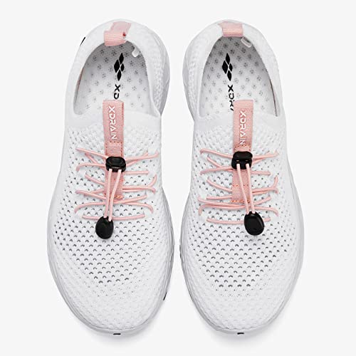 ALEADER Xdrain Water Shoes for Women Slip On Quick Drying Swimming Shoes for Beach Pool Boating White Pink Size 10