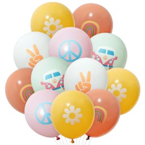 angolio 50pcs groovy retro hippie balloons girls spring party theme smile faces for birthday theme party for boy and girl retro different pattern summer party decor carnival decoration