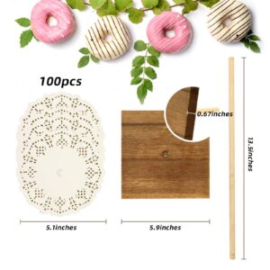 YESSAP Farmhouse Donut Stand, 3PCS Wooden Donut Holder Display 27 Donuts, Reusable Bagel Donut Holder Stands for Wedding Birthday Party Decoration Baby Shower