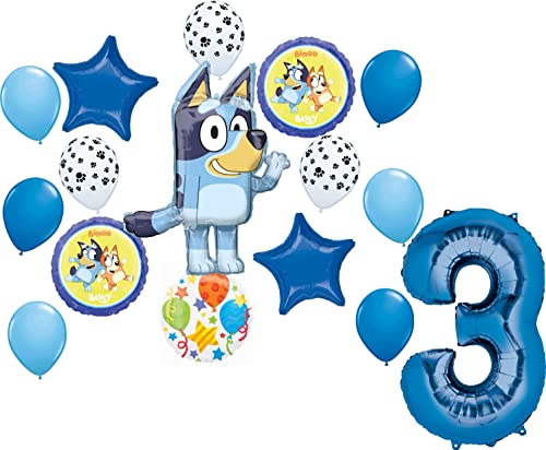 Anagram Blueys 3rd Birthday Party Supplies Balloon Bouquet Decorations