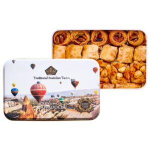 Cerez Pazari Assorted Baklava Gift Basket - 8.47 oz, 22-23 pcs, Turkish Dessert with Pistachio, Walnut, Cashew, Hazelnut - No Preservatives