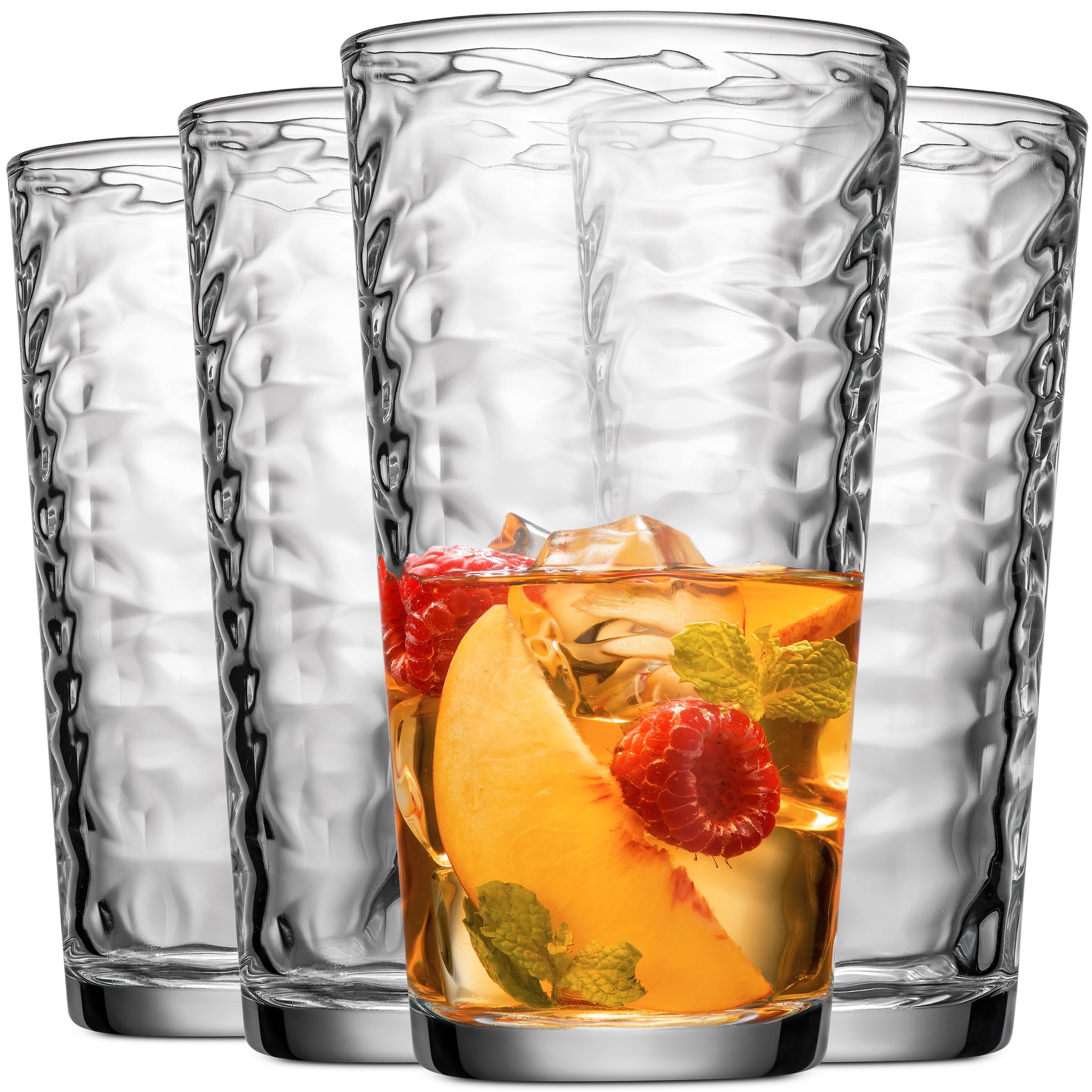 Glaver's Glassware Set of 8 Drinking Glasses, 4-17 Oz Highball Glasses and 4-13 oz. Whiskey Glasses. Origami Kitchen Glass Cups for Home Bar Uses Water, Juice, and Cocktails.