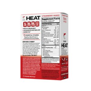 CELSIUS FGSS1312 HEAT On-the-Go Performance Energy Powder Stick Packets, Strawberry Mango (Pack of 14)