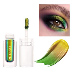 multichrome eyeshadow liquid, metallic chameleon glitter shimmer metal colorful bright liquid eye shadows, sparkle waterproof high pigmented longlasting eyeshadow color shift green gold blue yellow