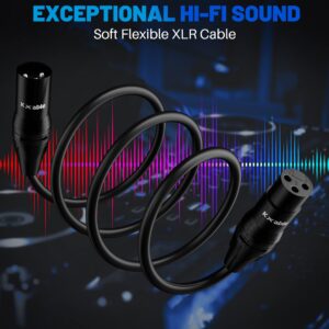 XLR Microphone Cable 100 Feet, 3 Pin Shielded Balanced Male to Female Mic Cord, Zinc Alloy Shells, OFC, Heavy-Duty Patch Cable for Amplifier, Speaker, Mixer with 5 Cable Ties